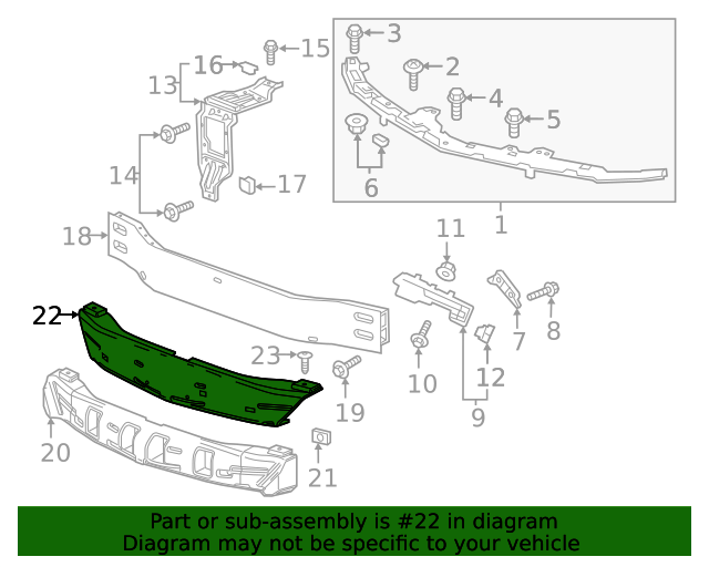 2019-2024 Chevrolet Malibu Absorber Front Bumper Energy Cover 84036508 ...