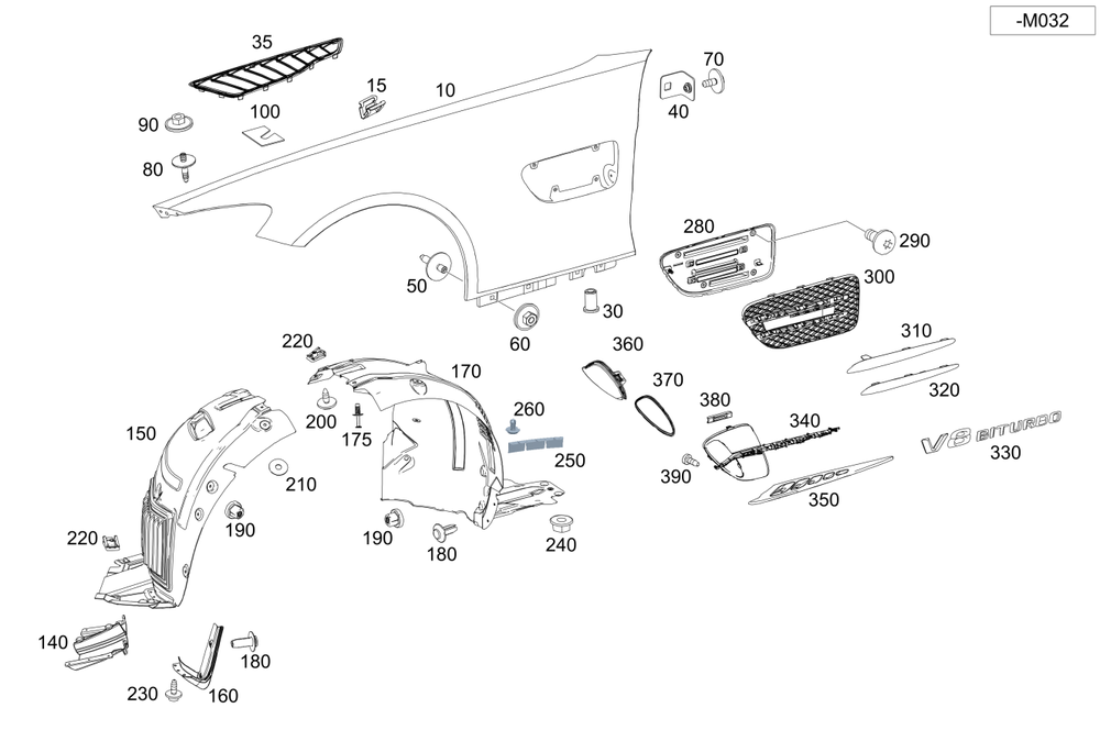 190-884-02-00 - Wheel Arch Cover 2016-2019 Mercedes-Benz AMG GT S ...