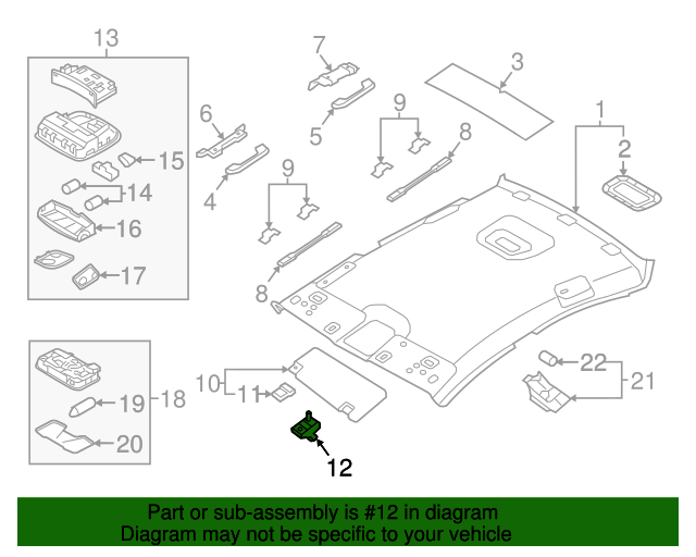 Genuine Sun-Visor Holder for 2015-2019 Hyundai Sonata | Part# 85235 ...