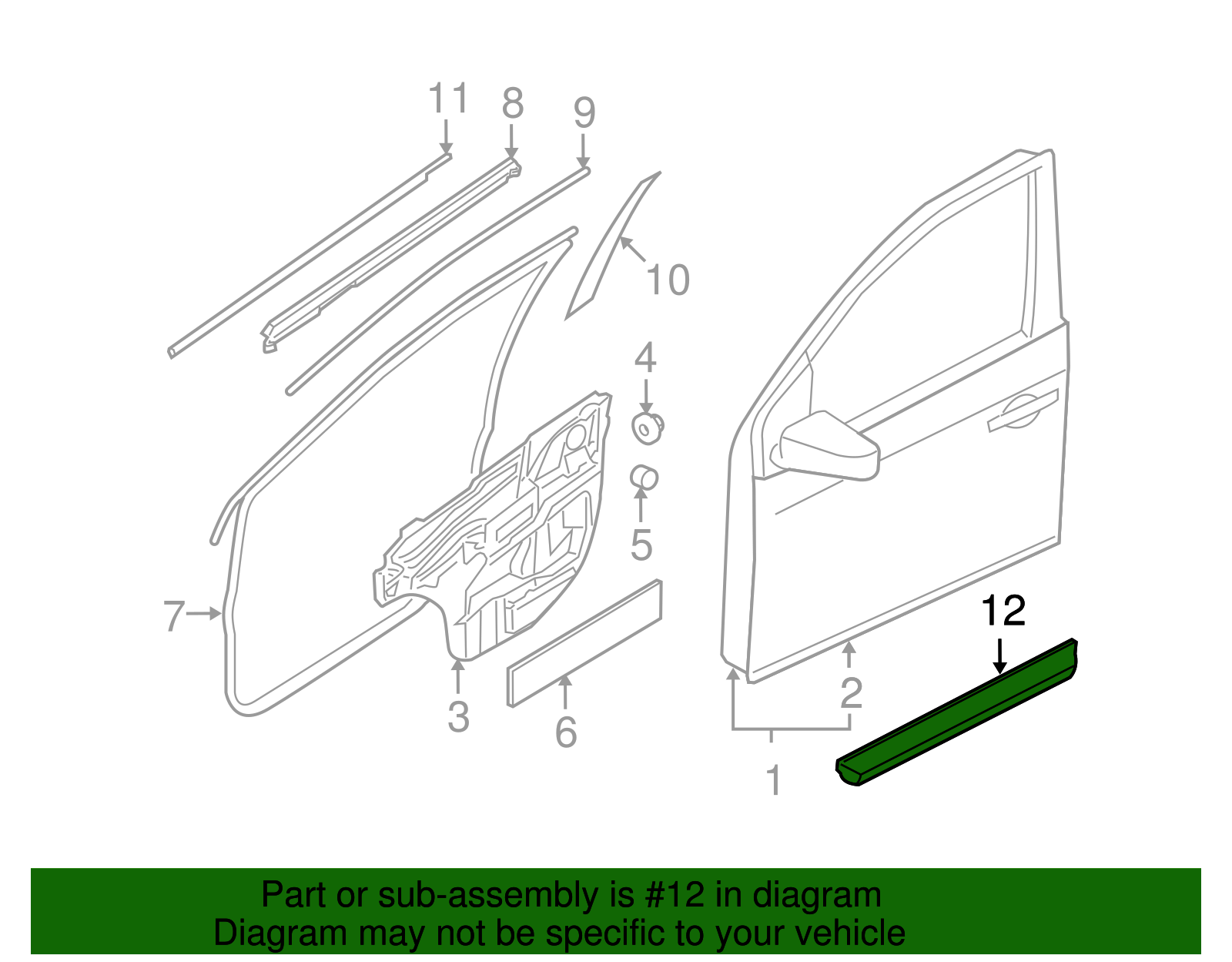 2010-2012 Nissan Sentra Body Side Molding 80871-ZT59A | Bill Kay Nissan ...