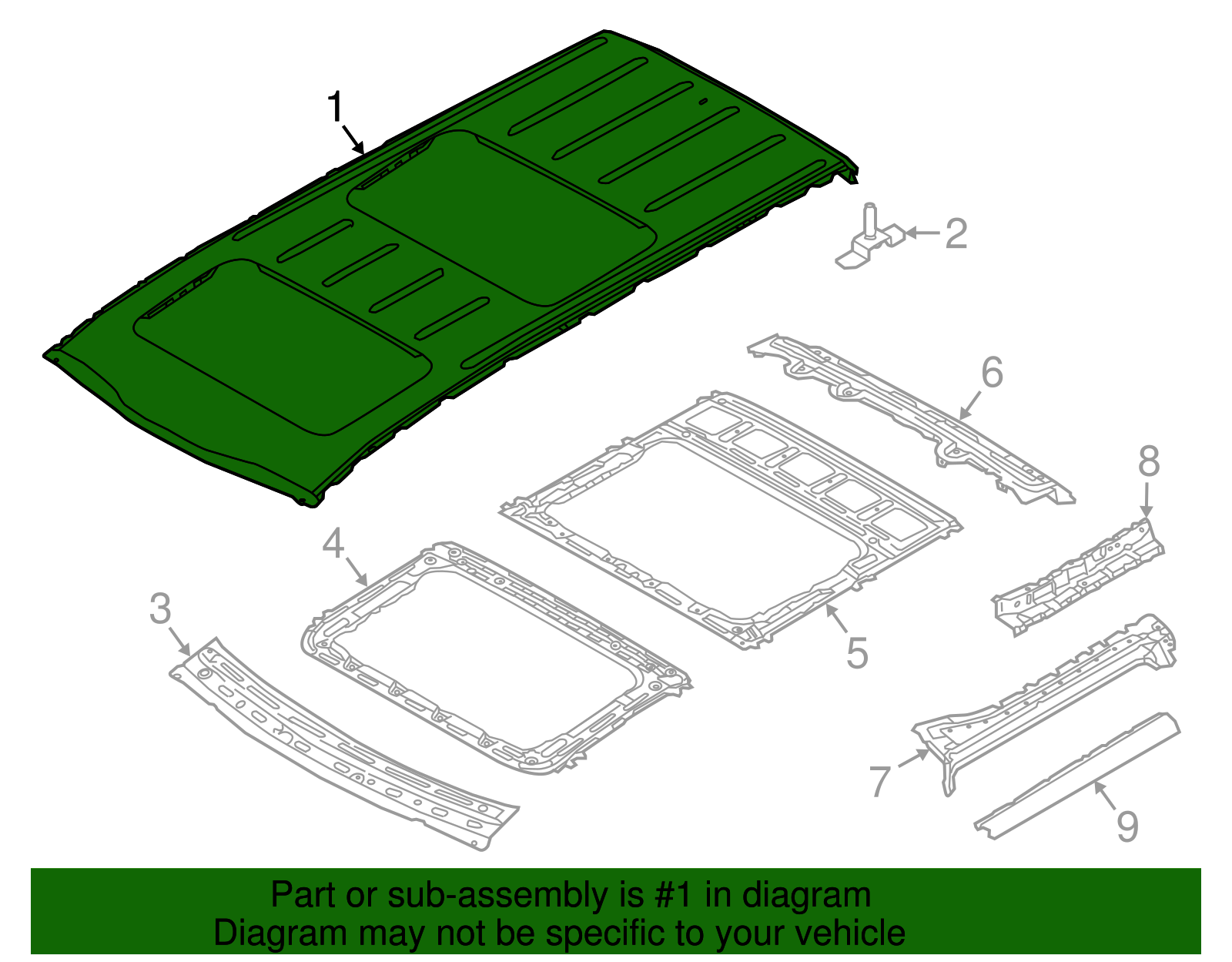 67111-A9100 - Roof Panel 2015-2020 Kia Sedona | Kia.Parts Store