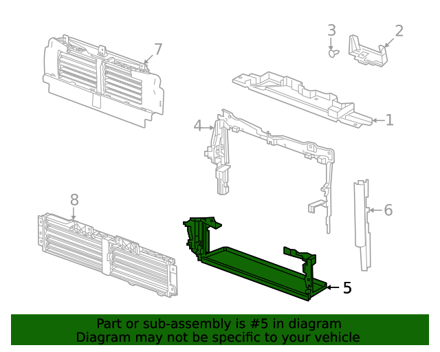 2020-2024 Cadillac XT5 Front Lower Radiator Air Baffle 84147809 GM ...