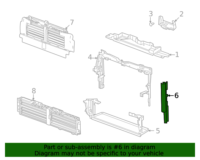 84672585 - Passenger Side Radiator Air Side Seal 2020-2024 GM ...