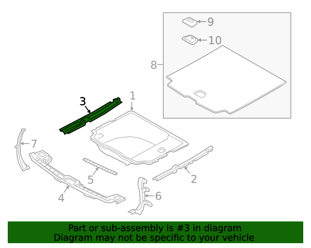 2019-2020 Volvo V60 Spare Tire Compartment Bracket - Driver's Side (LH ...