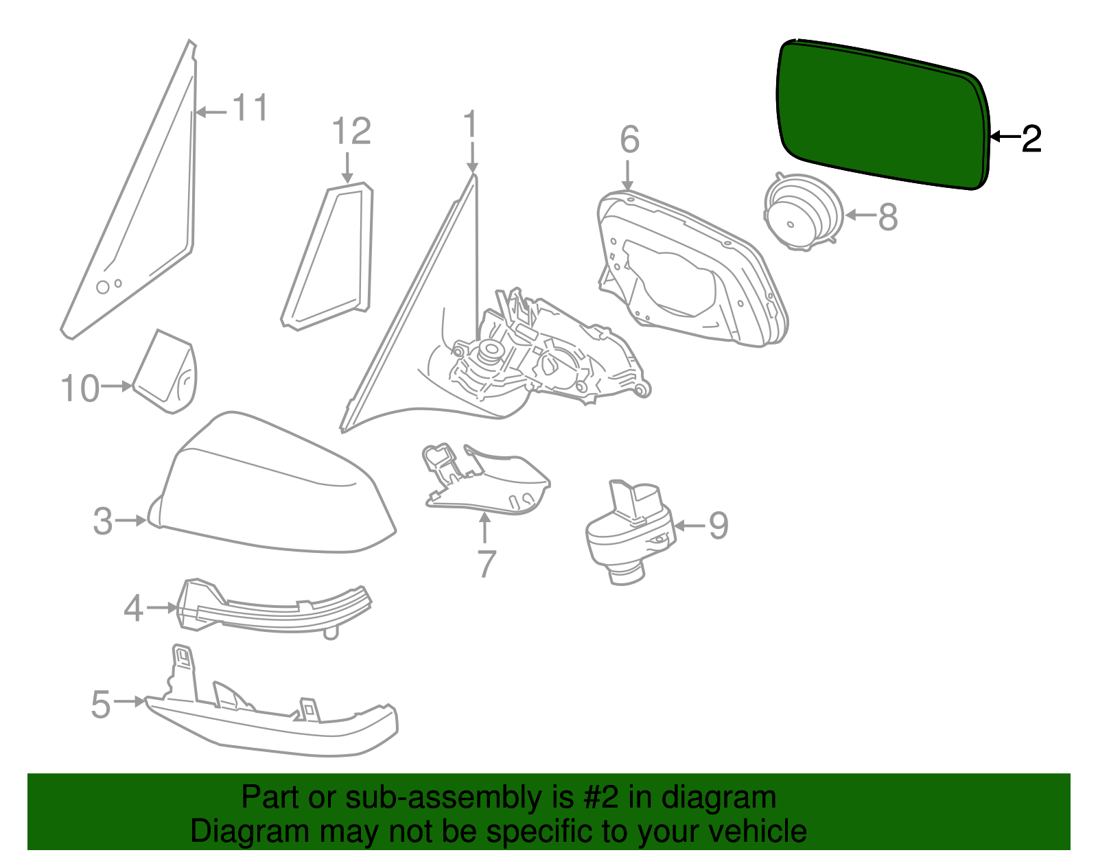 Genuine BMW 51-16-7-228-612 | Mirror Glass - Right | FREE Shipping on ...