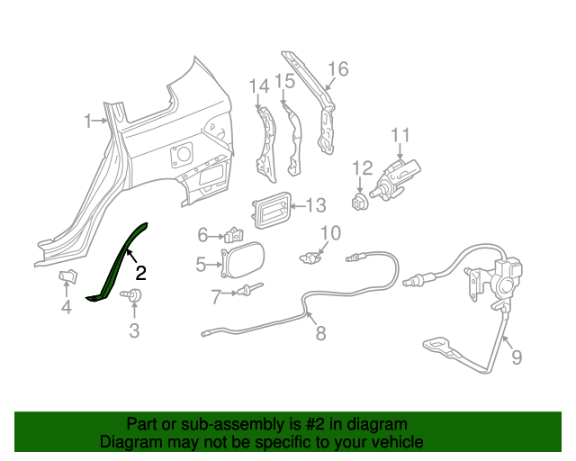 61668-48020 - Wheel Arch Molding - 2008-2013 Toyota Highlander | Lithia ...