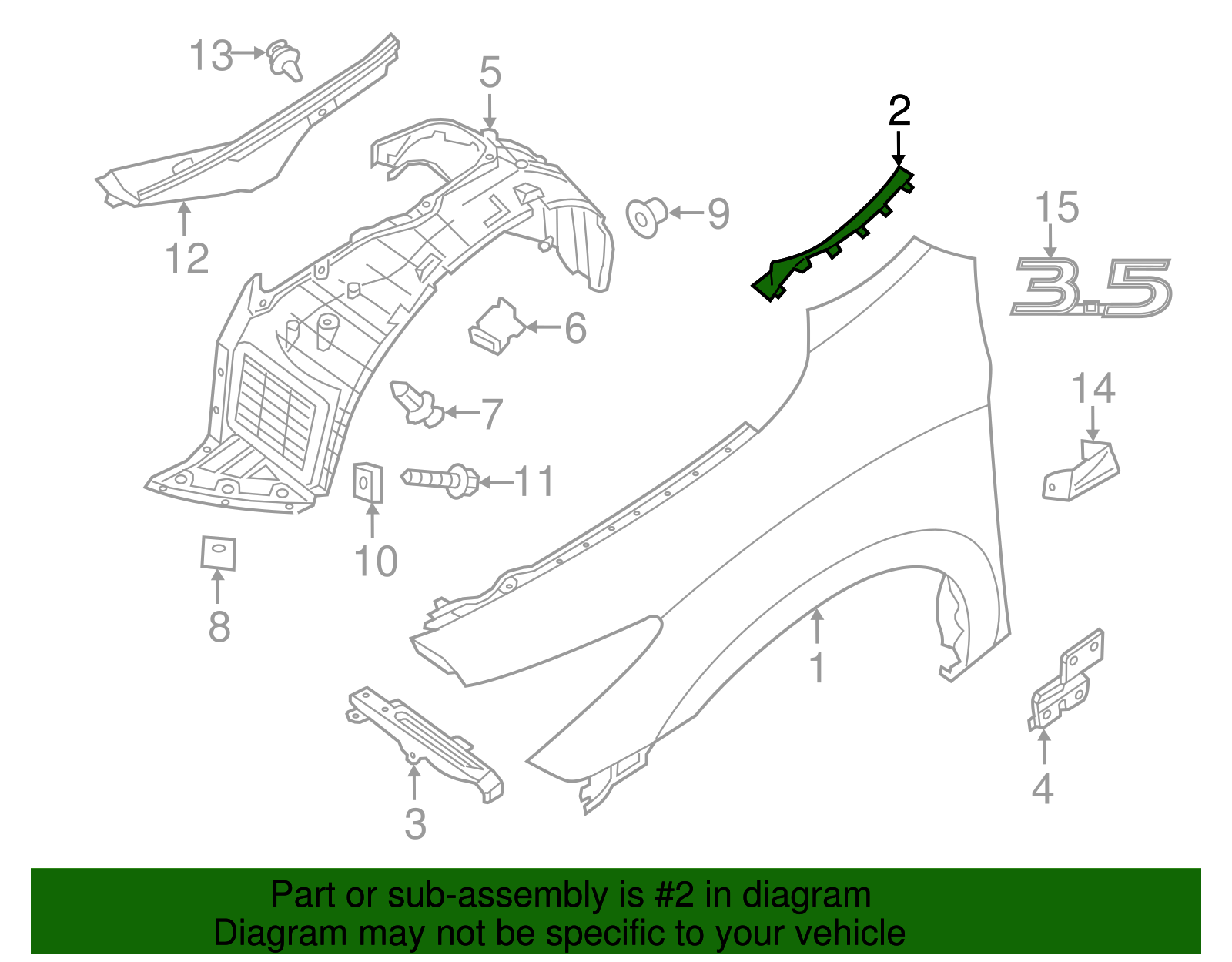 66895-9NB0A - Fender Seal 2016-2020 Infiniti QX60 | AutoNation Parts