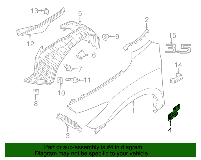 F3161-3KABA - Fender Lower Bracket 2014-2020 Infiniti QX60 | Infiniti ...