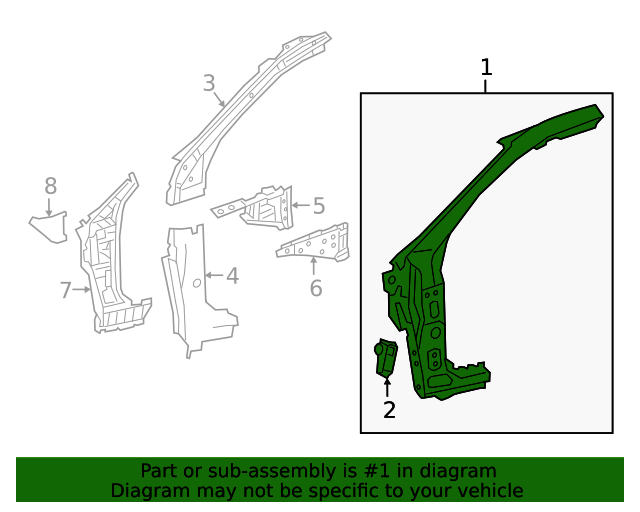 61102-76030 - Body A-Pillar 2019-2024 Lexus | AutoNationParts.com