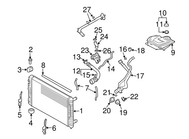 2002-2006 Audi Engine Coolant Hose 06B-121-057-A | Audi USA Parts