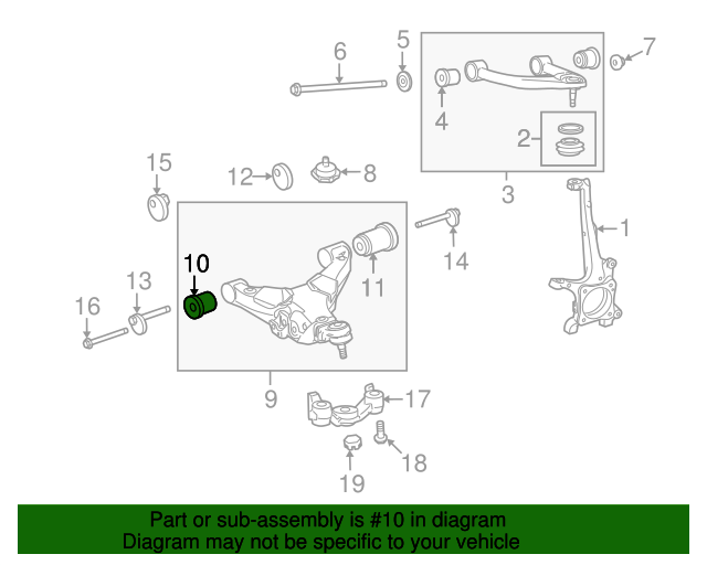 48654-0C010 - Suspension Control Arm Bushing (Left, Right, Front, Lower ...