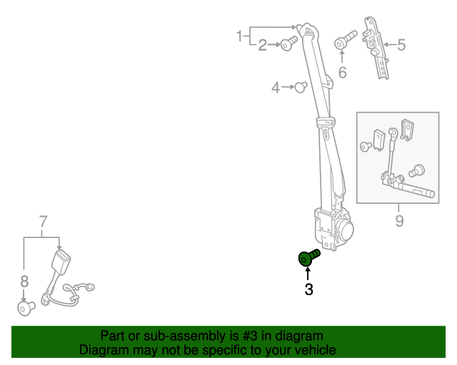 2010-2021 GM Seat Belt Bolt 11611776 | TascaParts.com