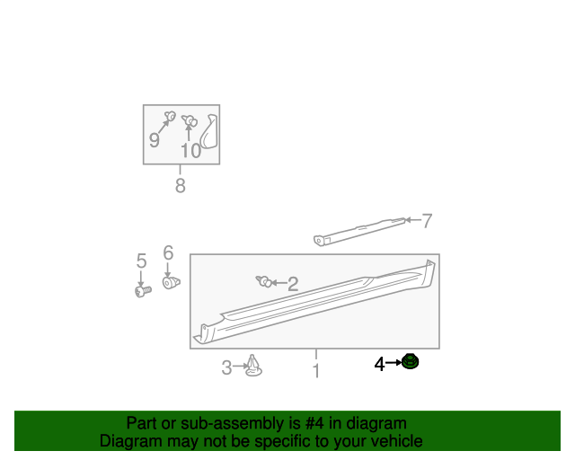 Rocker Molding Retainer - Toyota (76924-02010) | Toyota Parts