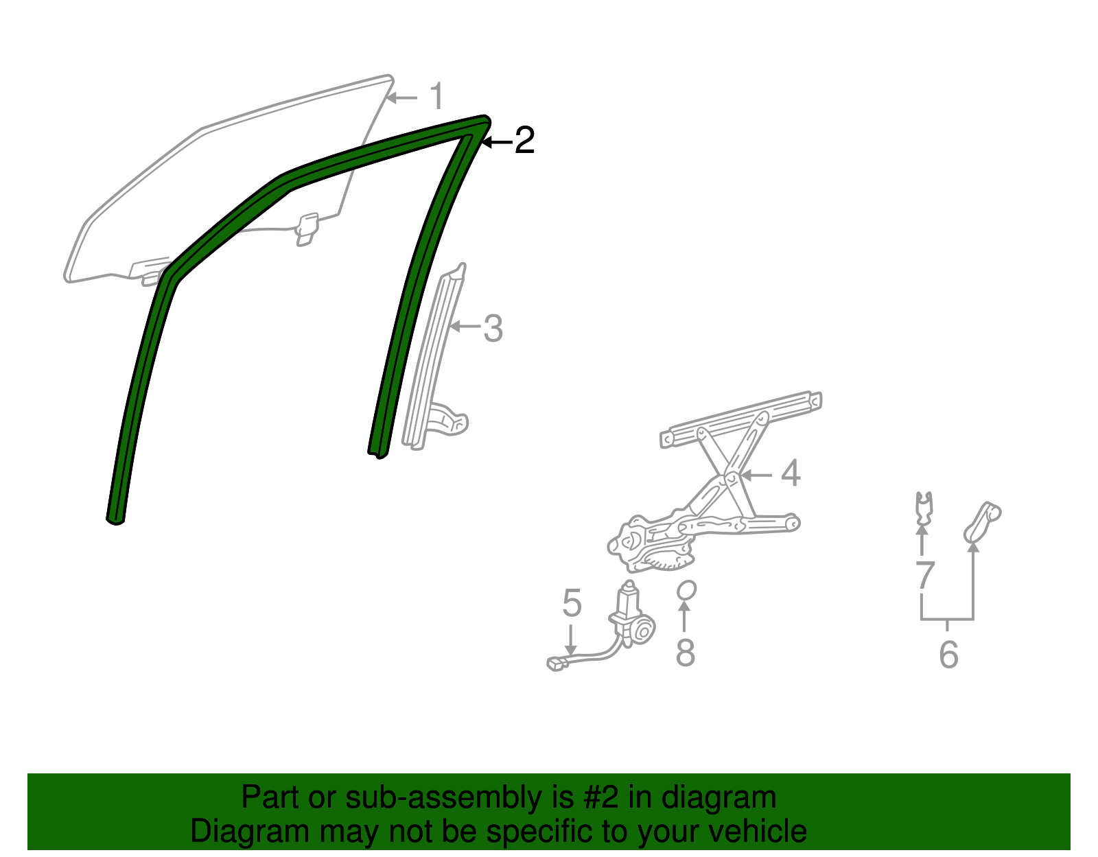 2003-2005 Toyota Matrix Window Channel (Left, Front) 68151-01060 ...