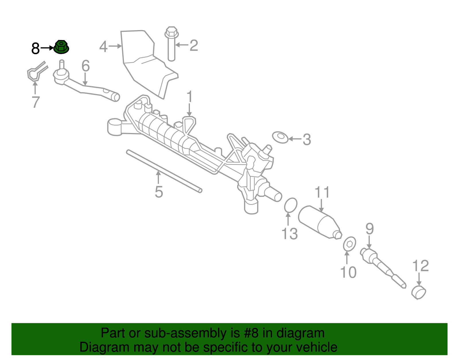 2007-2015 Ford Outer Tie Rod Castle Nut W711889-S441 | QuirkParts