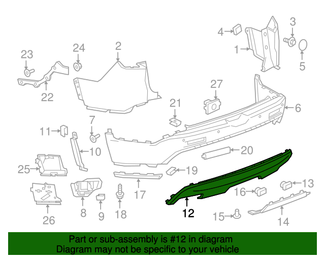 84684080 - Chrome Rear Lower Bumper Cover 2017-2019 GMC Acadia ...