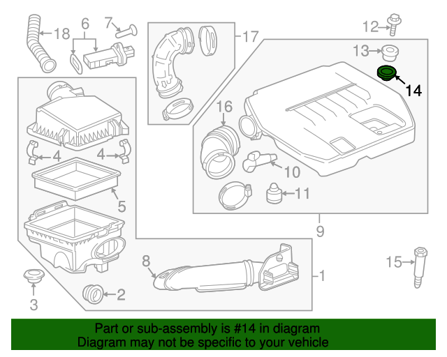 2011-2016 GM Air Cleaner Resonator Insulator Spacer 22755269 ...