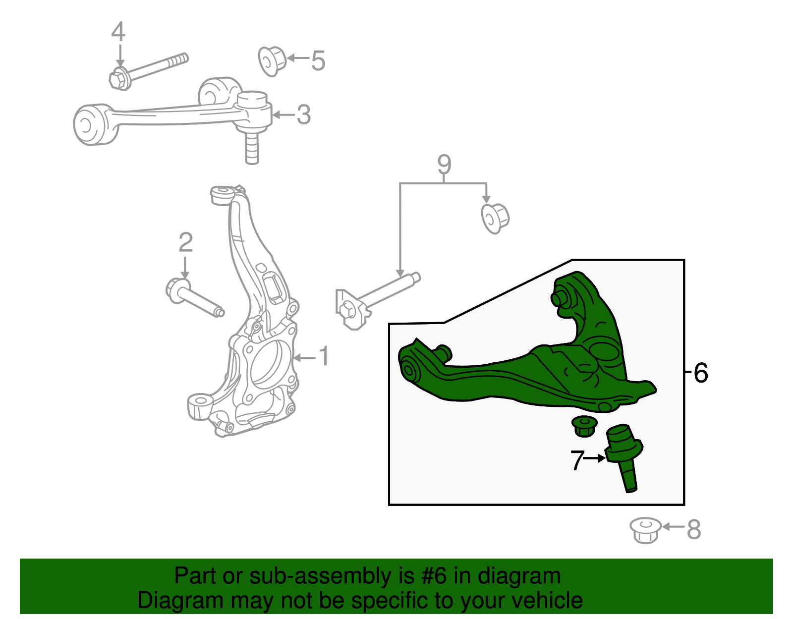 2009-2014 Ford Lower Control Arm - Driver's Side (LH) 9L3Z-3079-A ...