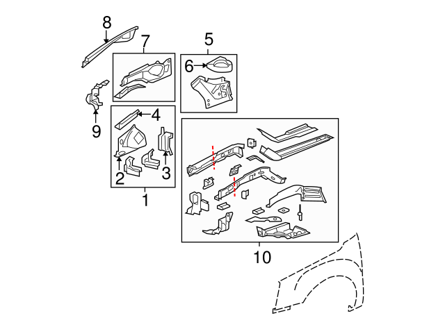 2006-2011 GM Driver Side Engine Compartment Upper Outer Rail 25755620 ...