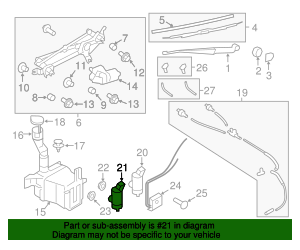 Genuine OEM Washer Pump Part# 86611AG010 Fits 2008-2016 Subaru: Up To ...