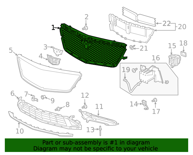2019-2020 Cadillac CT6 Upper Grille Replaced by Part Number 84676454 ...