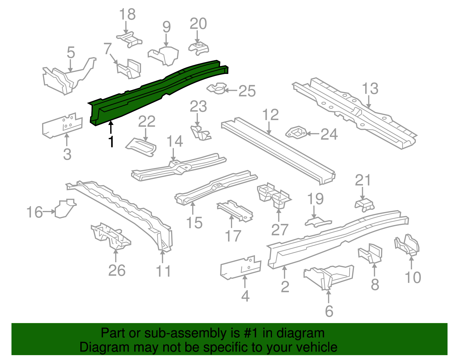2004-2020 Toyota Sienna Floor Reinforced 57417-08020 | Toyota Parts Center