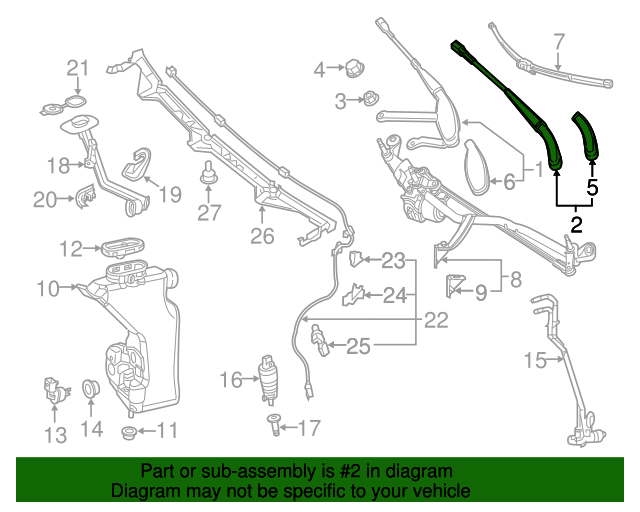 2017-2023 Mercedes-Benz Wiper Arm 213-820-53-02 | MB OEM Parts
