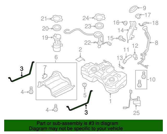 2008-2015 Nissan Tank Strap - Passenger Side (RH) 17406-JM000 ...