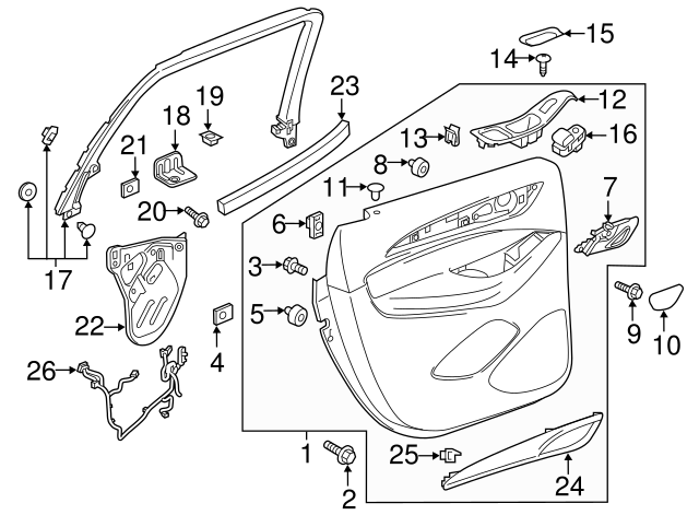 2018-2024 Buick Enclave Rear Passenger Side Door Trim Panel Applique ...