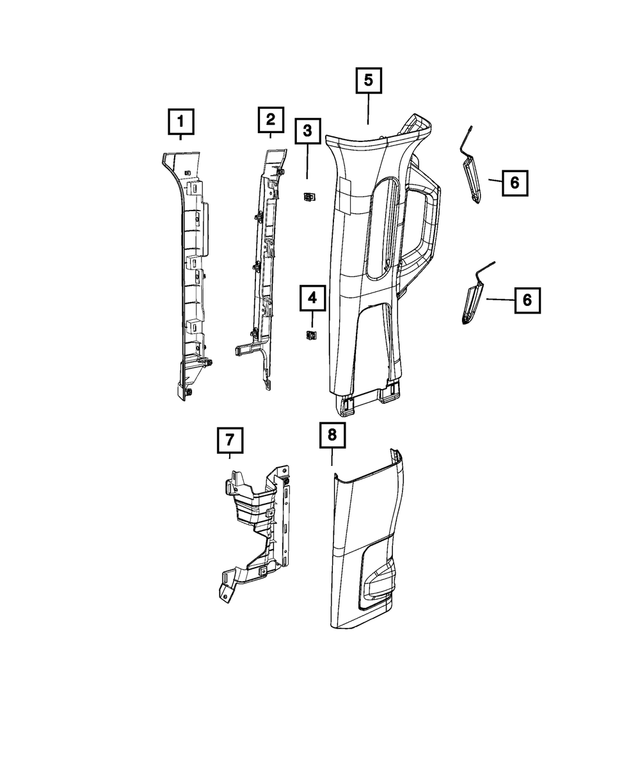 2018-2023 Jeep Wrangler B Pillar Upper Molding, Left 6MW41TX7AC | My ...