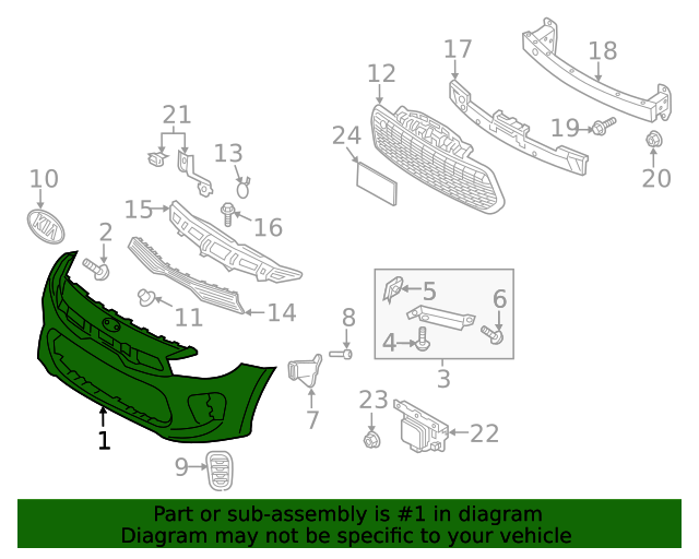 86511-H9AA0 - Bumper Cover 2021-2023 Kia Rio | Genuine Kia Parts