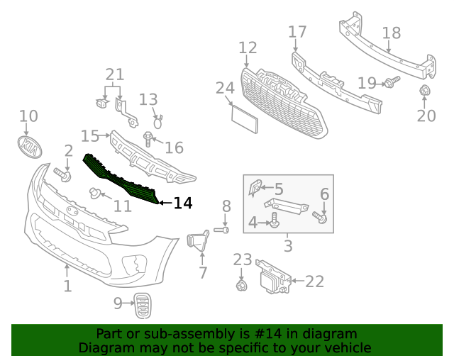 86350-H8AA0 - Upper Grille 2021-2023 Kia Rio | Kia.Parts Store