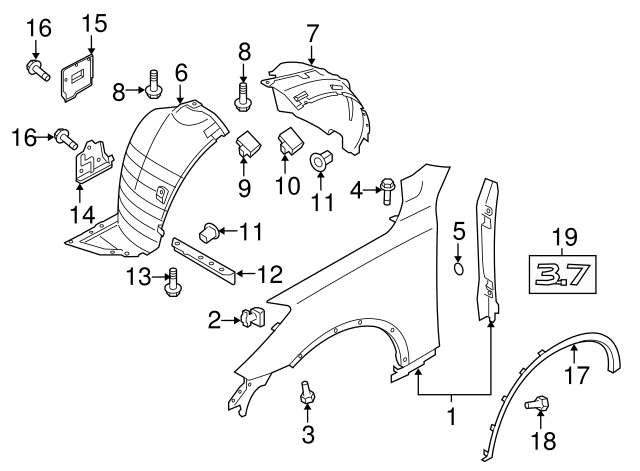 2008-2020 Infiniti Flare Retainer Nut 76881-JG00A | INFINITI Parts ...
