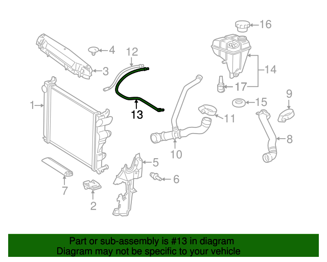2009-2012 Mercedes-Benz SL 63 AMG® Engine Coolant Overflow Hose 230-501 ...