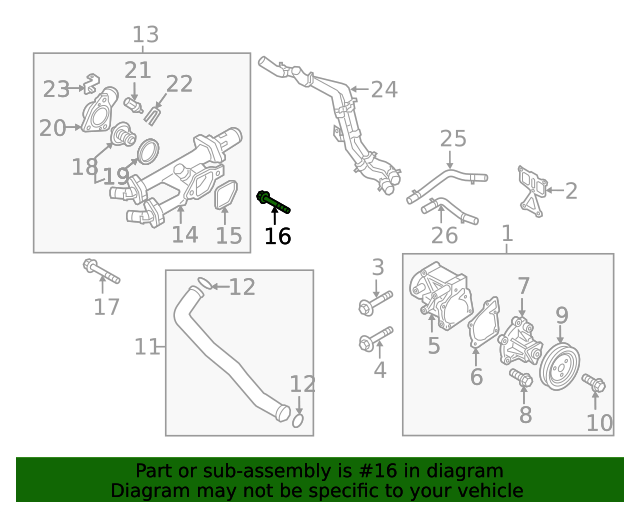 2010-2020 Kia Thermostat Housing Bolt 21359-2A650 | QuirkParts