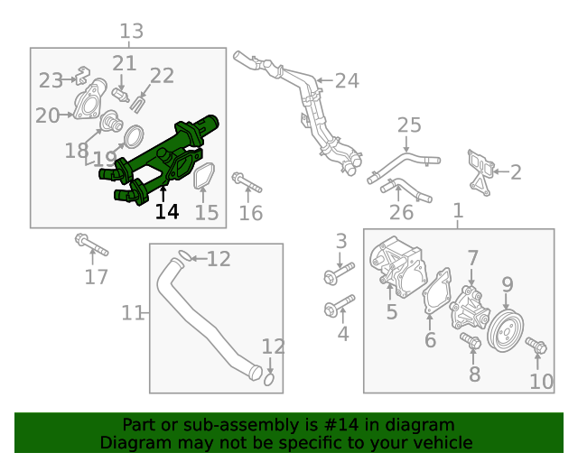 2016-2021 Kia Thermostat Housing 25620-2GGA0 | TascaParts.com