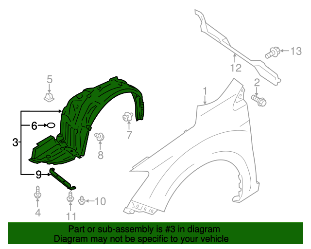 2014-2017 Subaru Fender Liner 59110FJ100 | Subaru Parts Guys