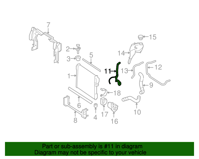 221-501-15-84 - Engine Coolant Overflow Hose 2007-2013 Mercedes-Benz ...