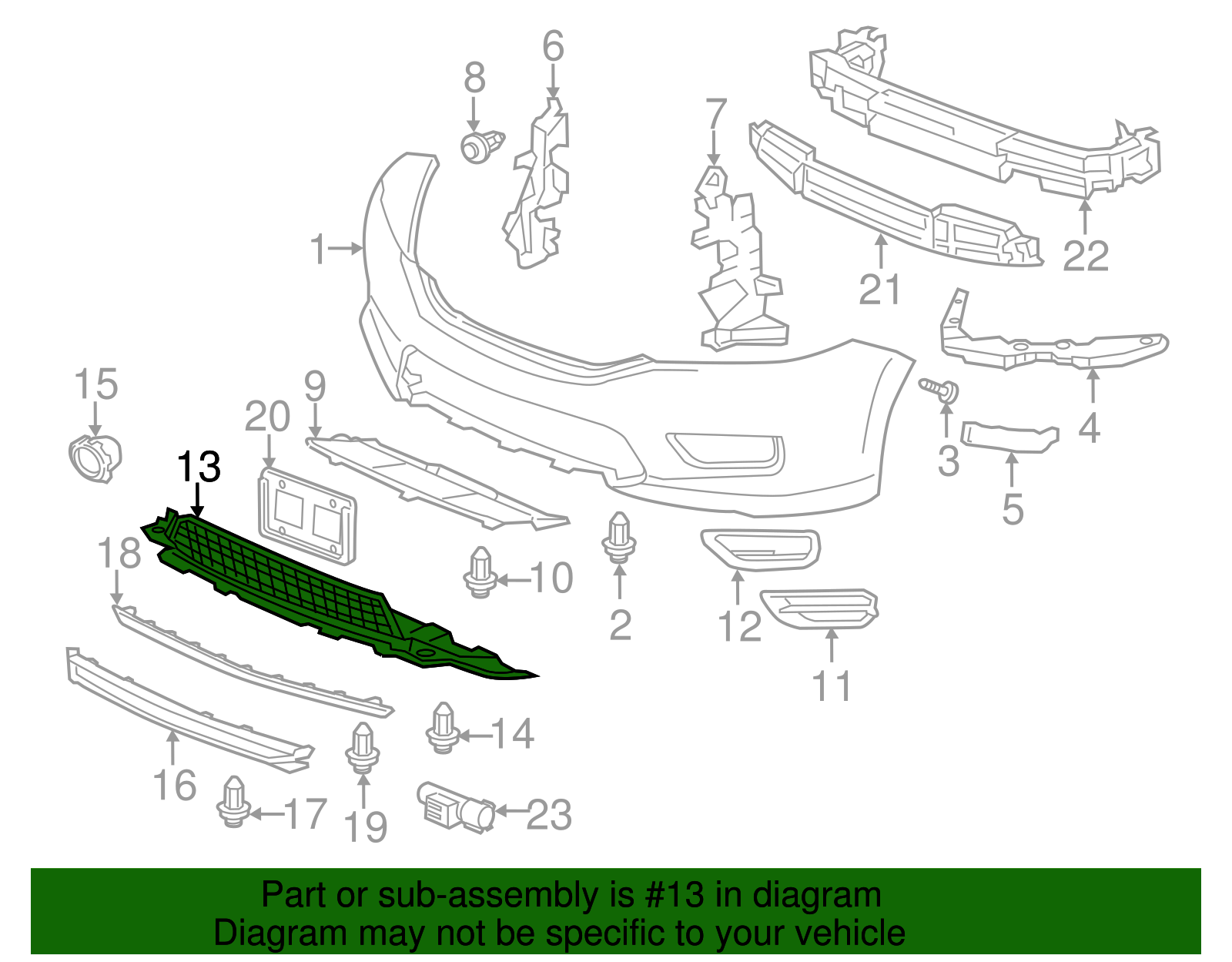 71103-T2A-A00 - 2013-2015 Honda Accord - Grille Front Bumper (Lower ...