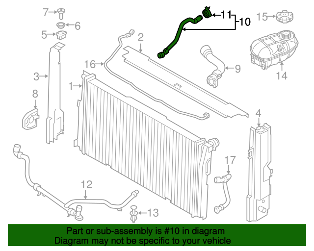 17127627102 - 2012-2016 BMW Radiator Coolant Hose (17-12-7-627-102 ...