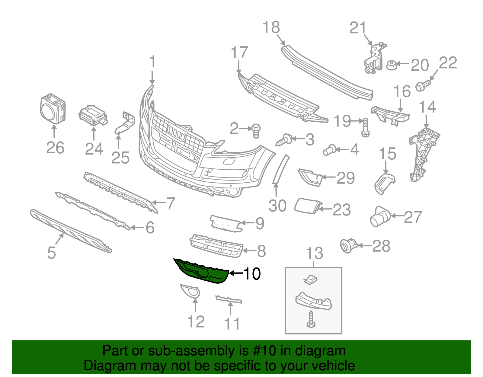 2010-2015 Audi Q7 Spoiler 4L0-807-061-C-GRU | Audi USA Parts
