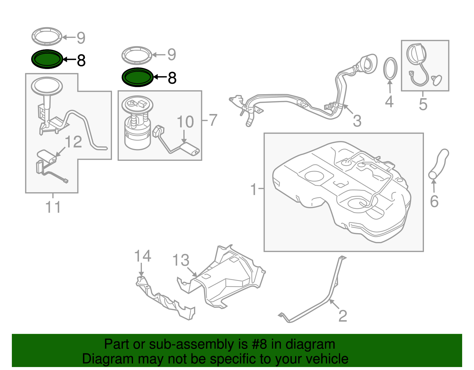 17342-1HJ0A - Fuel Pump Assembly Seal 2011-2024 Nissan | Nissan Parts ...