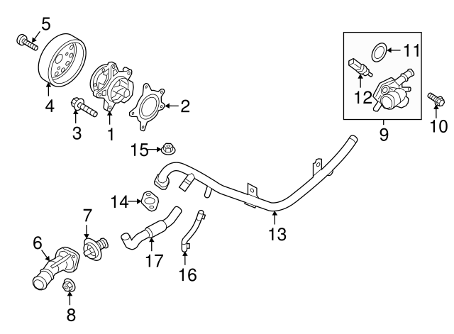 Genuine Engine Coolant Hose for 2015-2021 Hyundai | Part# 25469-2B701 ...