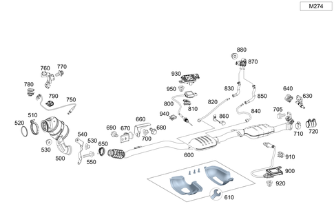 Exhaust System on 4-Cylinder Gasoline Vehicles for 2015 Mercedes-Benz C ...