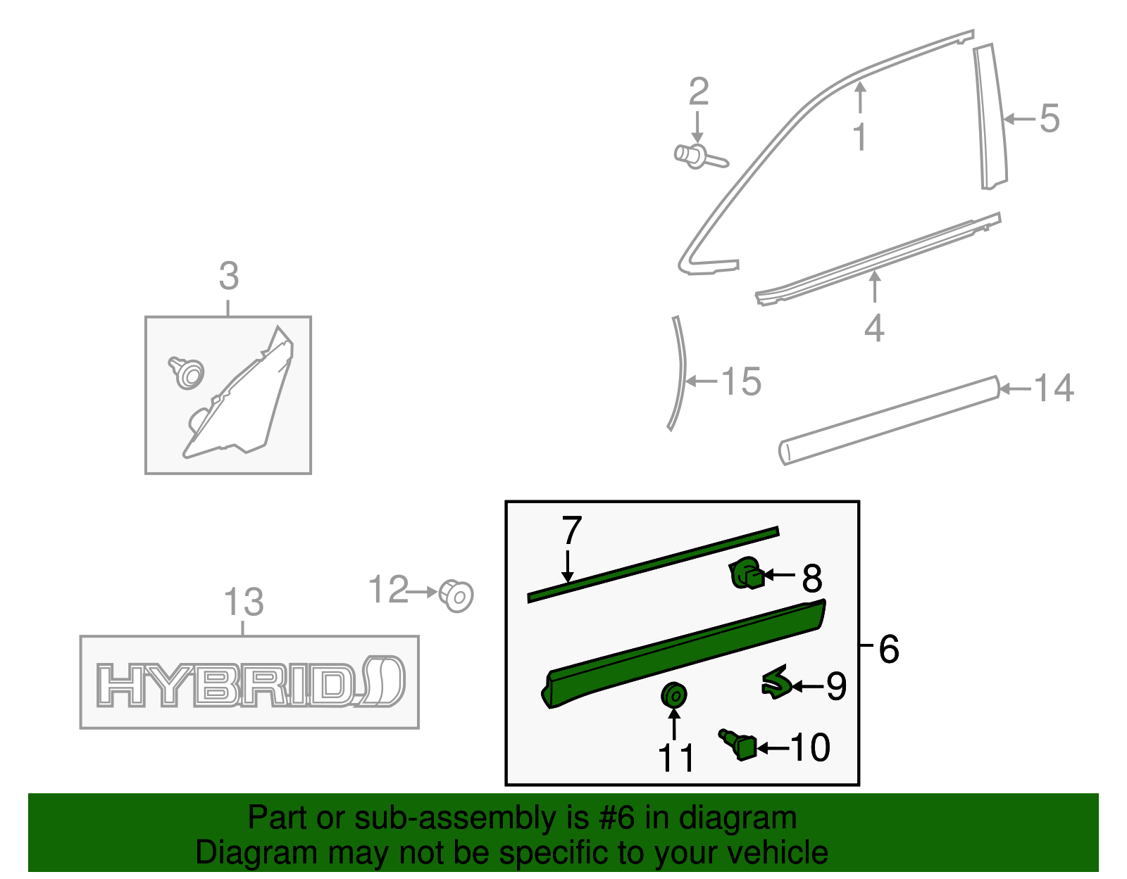 2014-2019 Toyota Highlander Rocker Molding 75072-0E904 | Toyota Parts ...