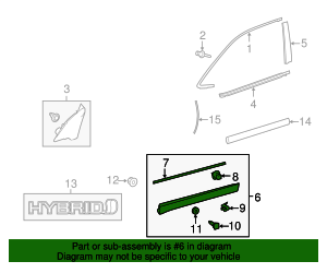 75071-0E905 - Rocker Molding - 2014-2019 Toyota Highlander | OEM ...
