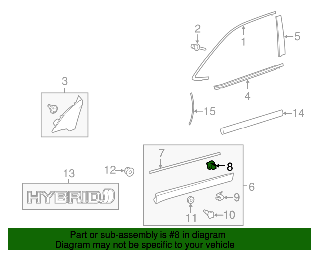 62955-50010 - Rocker Molding Clip - 2013-2019 Toyota | OEM Genuine ...
