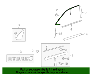 Genuine Toyota Frame Molding part# 75754-0E020 for 2014-2019 Toyota ...