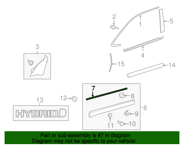 2014-2019 Toyota Highlander Rocker Molding Pad 75793-0E040 | OEM Parts ...