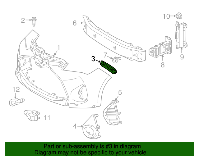 2014-2018 Toyota Yaris Side Support 52535-0D090 | Toyota Parts Center